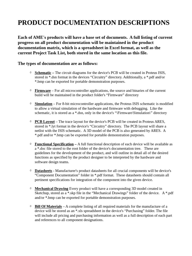 Product Document Descriptions | PDF