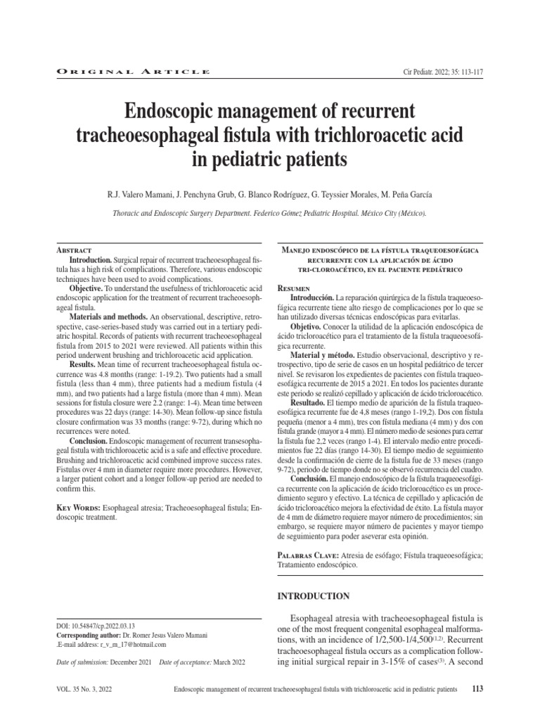 Endoscopic Management of Recurrent Tracheoesophageal Fistula With ...