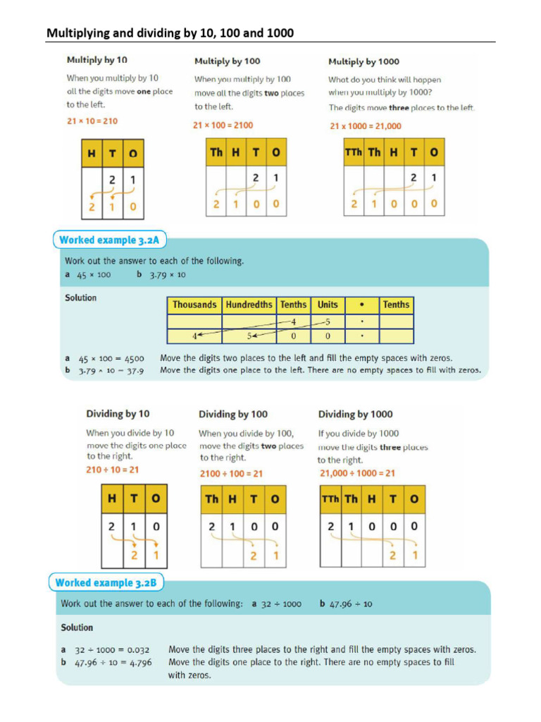 6th - Multiplying and Dividing by Positive Powers of 10 | PDF