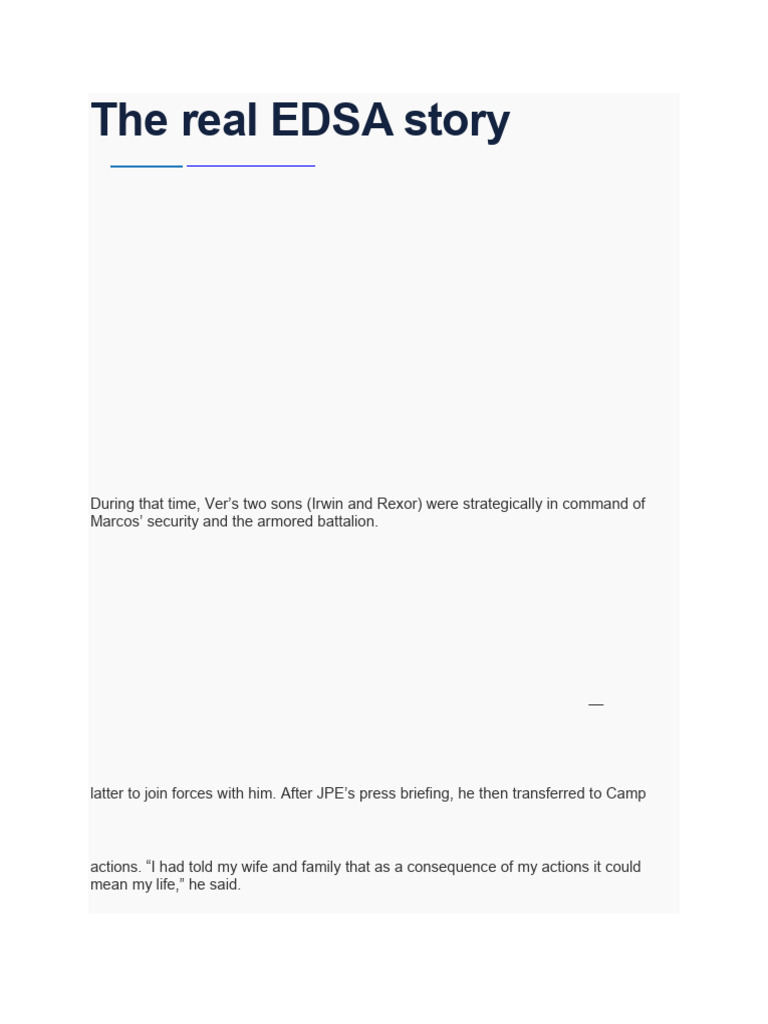 The Real EDSA Story | PDF