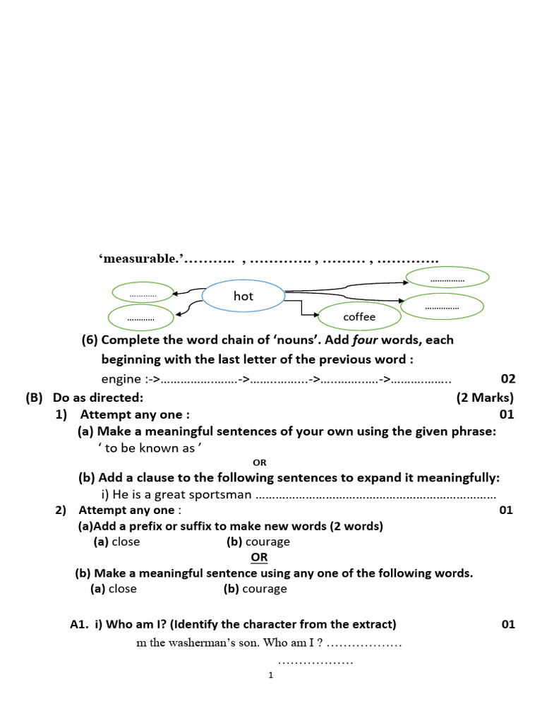 10th English (First Term) 2021 | PDF
