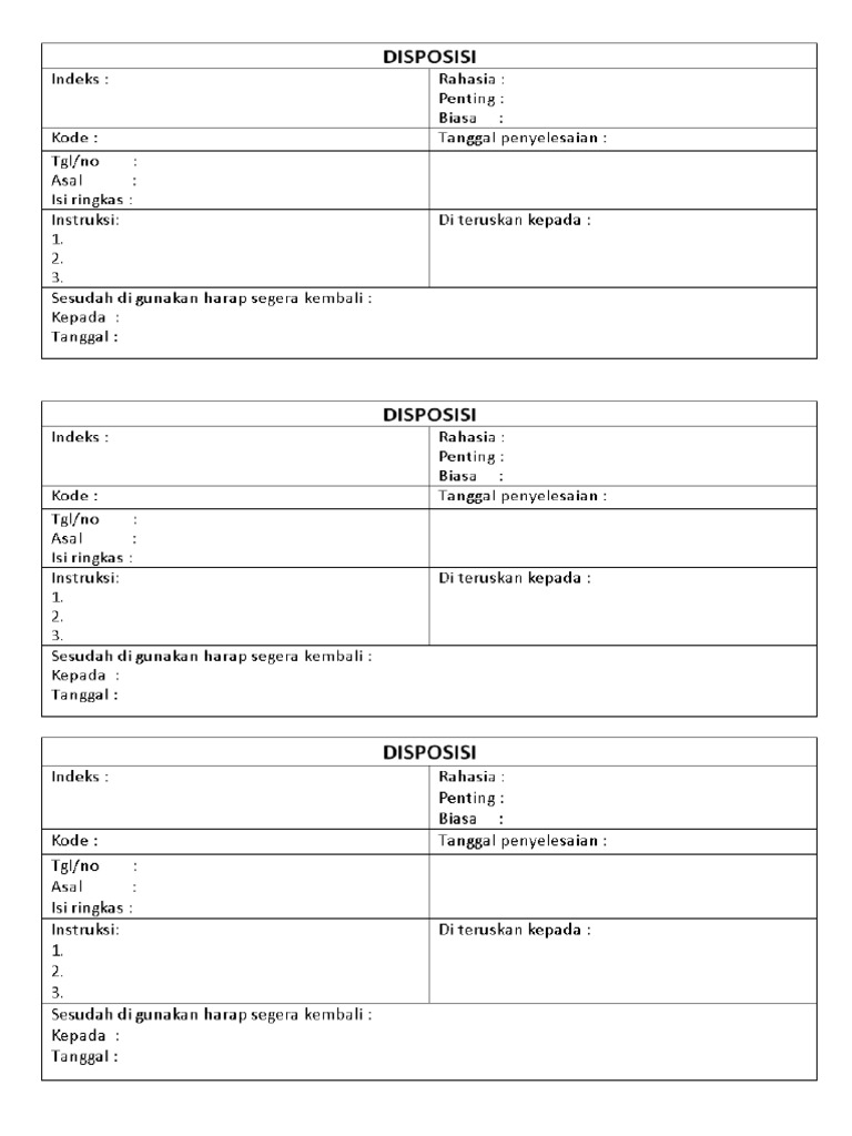 contoh lembar disposisi | PDF