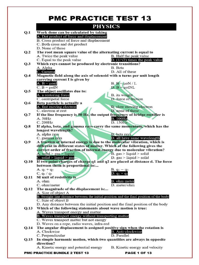 PMC Paid Practice Test 13 Bundle 2 Plspot | PDF