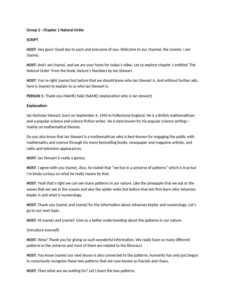 Natural Order Script | PDF