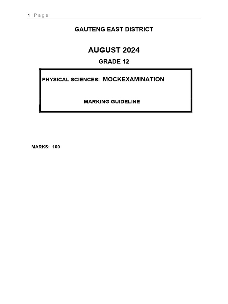 Term 3 Mock Exam Marking Guideline | PDF