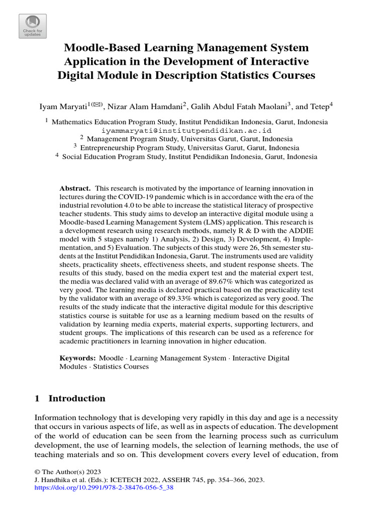 Moodle-Based Learning Management System Applicatio | PDF