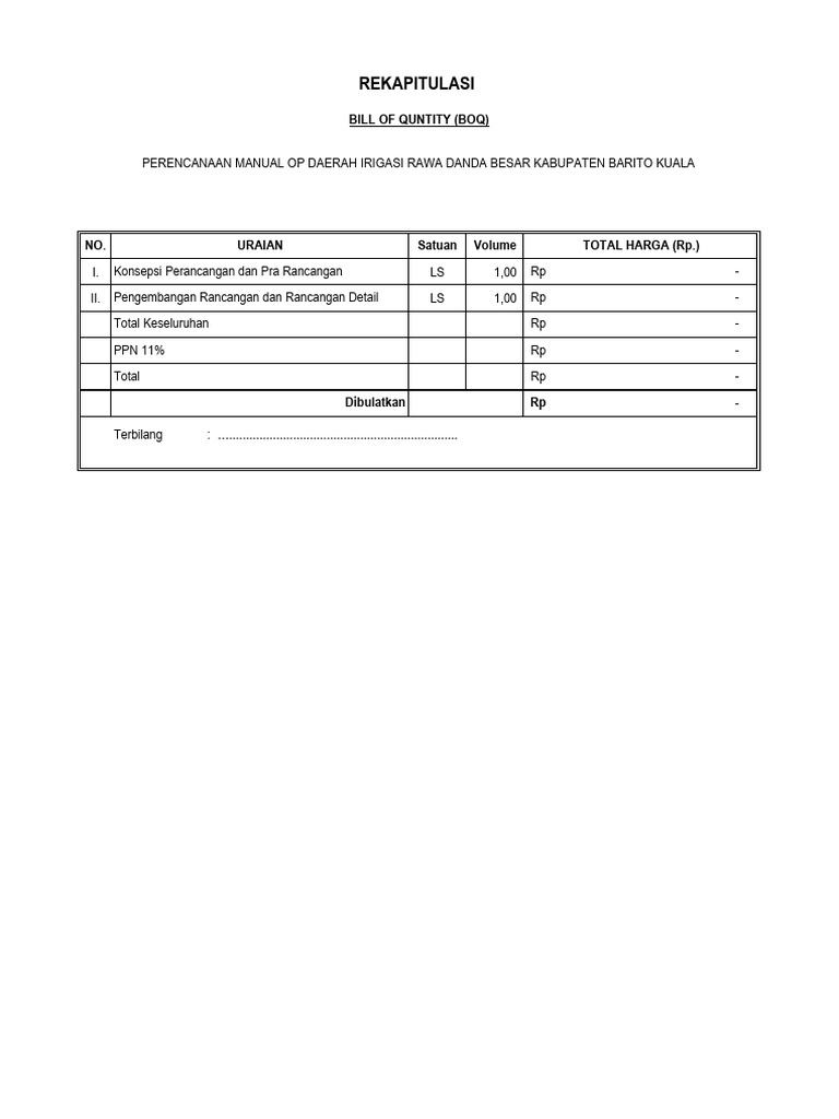 Reviu BOQ Upload Manual OP Danda Besar 11sept | PDF