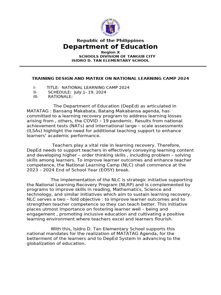 NLC Design and Matrix | PDF