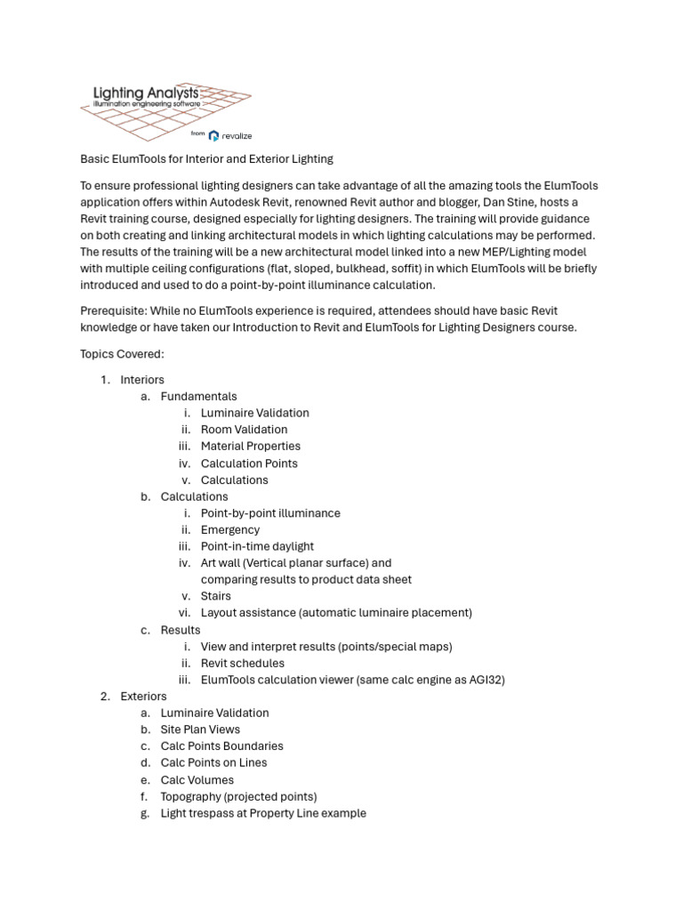 ElumTools Training for Lighting Designers | PDF | Autodesk Revit | Art
