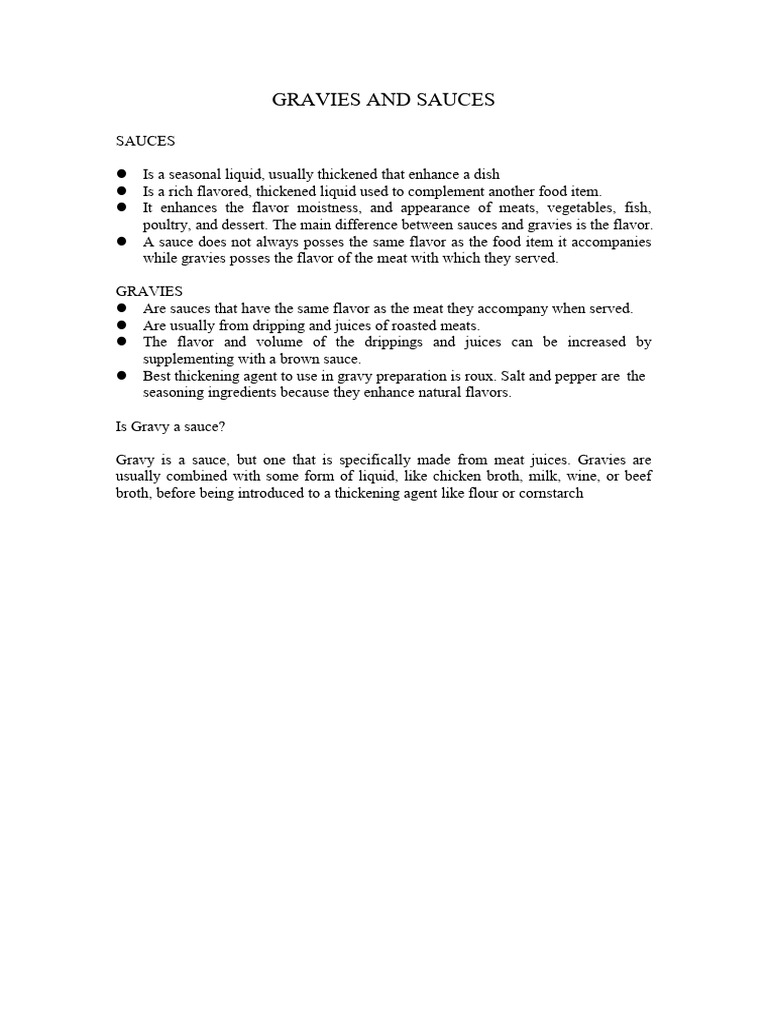 Gravies and Sauces | PDF