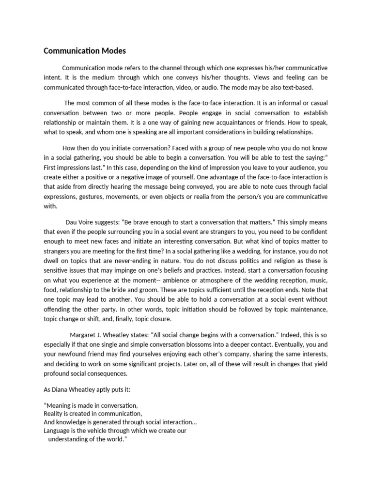 Communication Modes | PDF