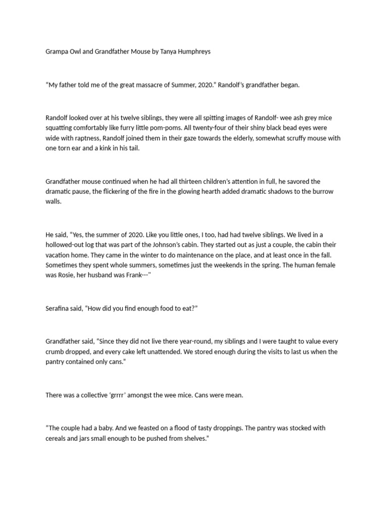 Grampa Owl and Grandfather Mouse | PDF