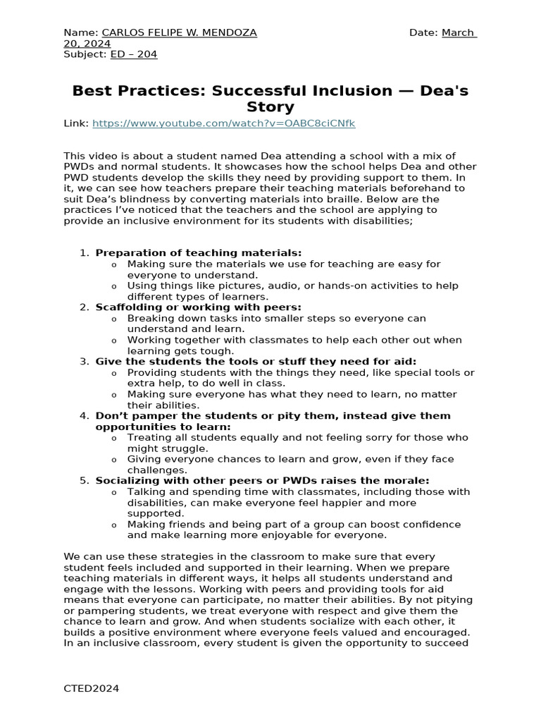 Ed 204 Assignment Number 1 TTH | PDF