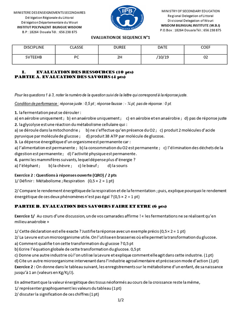 SVTEEHB 1erec - TI Eval1 | PDF