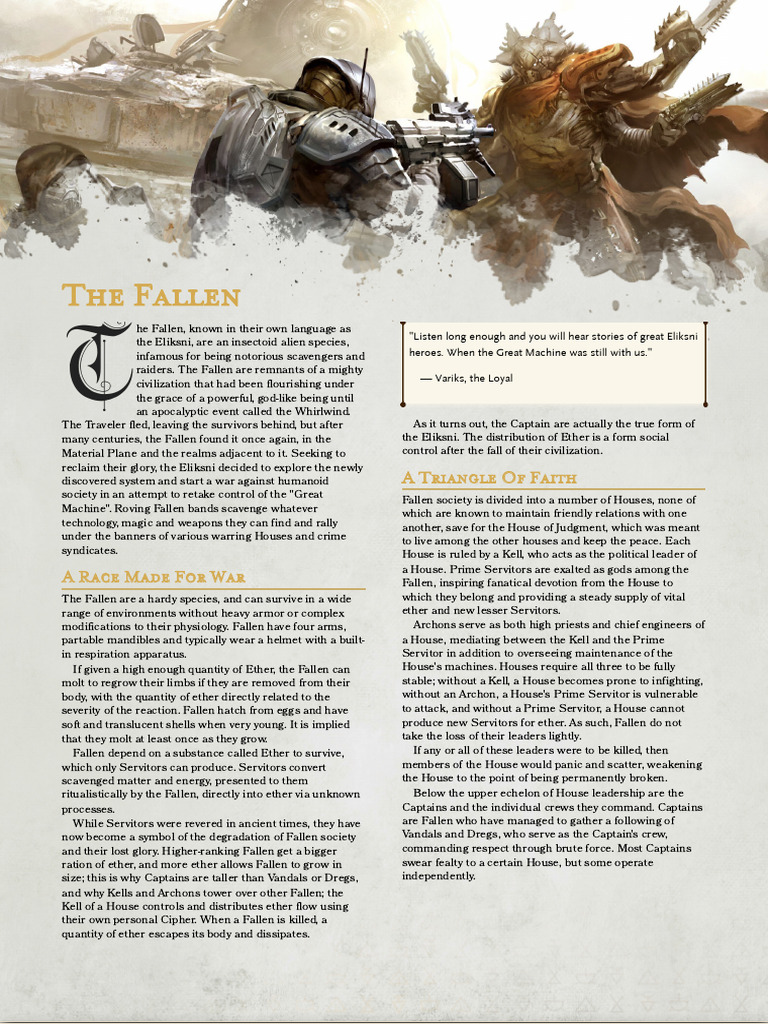 Destiny's Fallen - 5e Faction - GM Binder | PDF