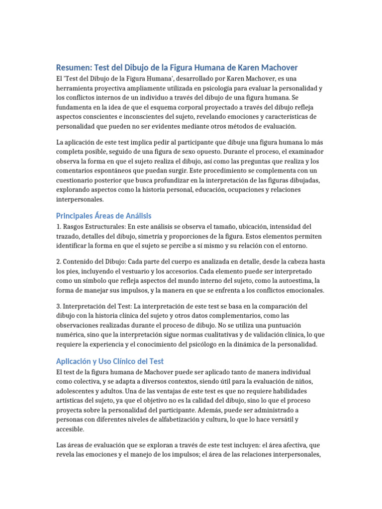 Test de Dibujo de la Figura Humana | PDF | Sicología | Las emociones