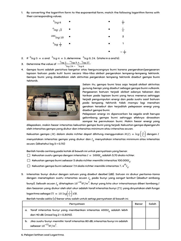 Exercises Logarithm Pdf