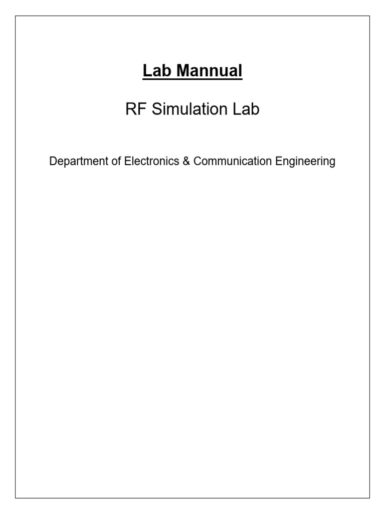 RF Simulation Lab Experiments Guide | PDF | Field Effect Transistor | Science & Mathematics