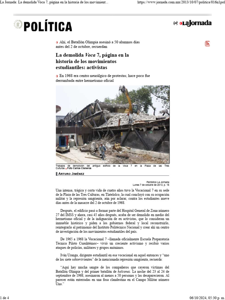 La Jornada - La Demolida Voca 7, Página en La Historia de Los ...
