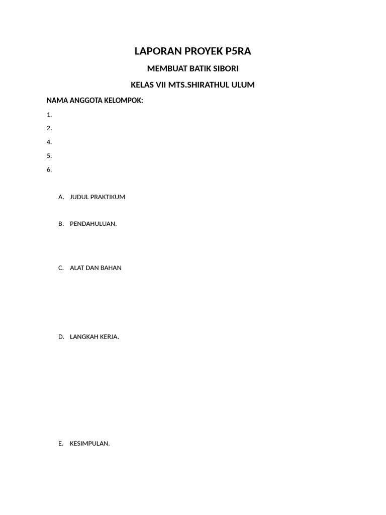 LAPORAN PROYEK P5RA | PDF