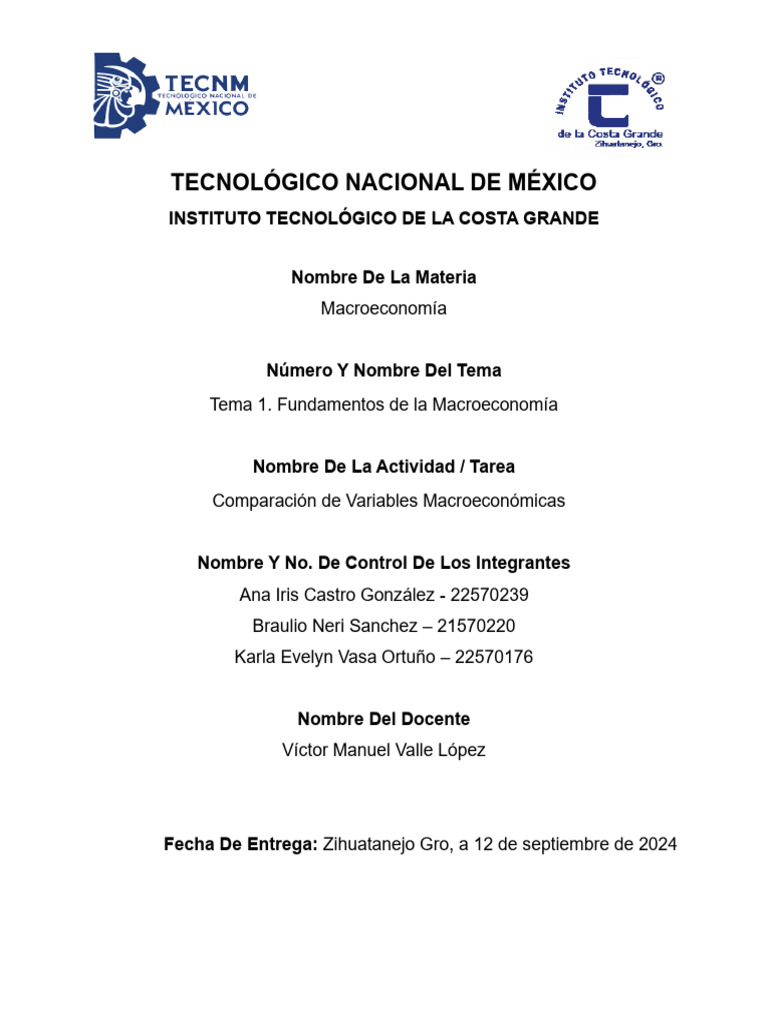 Comparacion de Variables Macroeconómicas | PDF | Inflación | Tipo de cambio