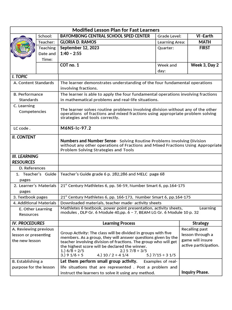 COT No.1 Q1 MATH | PDF