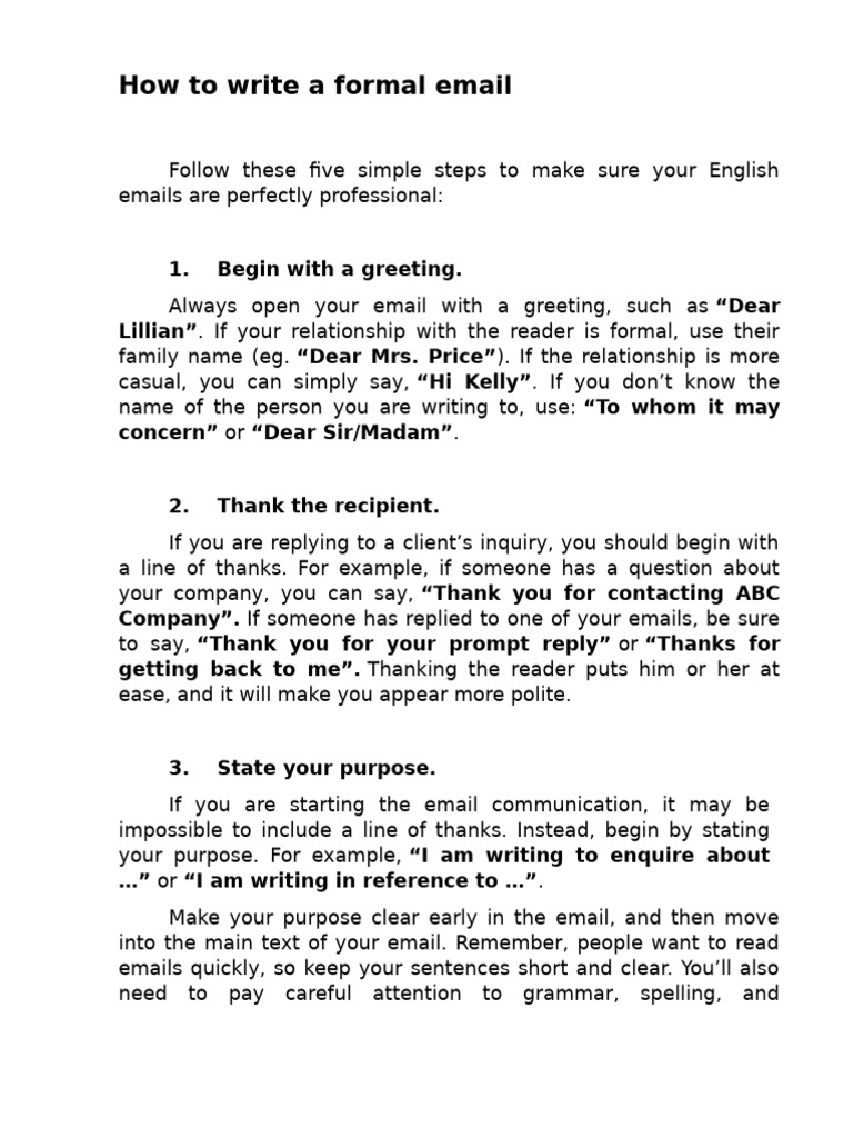 Como Escribir Un Email Formal en Ingles | PDF