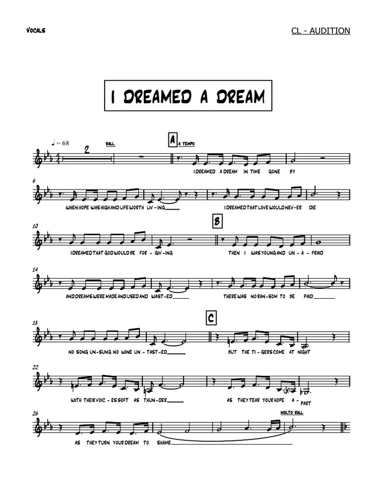 I Dreamed A Dream (Chart) | PDF
