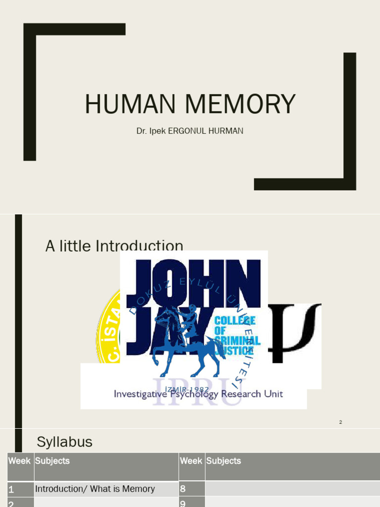Human+Memory Week 1 | PDF