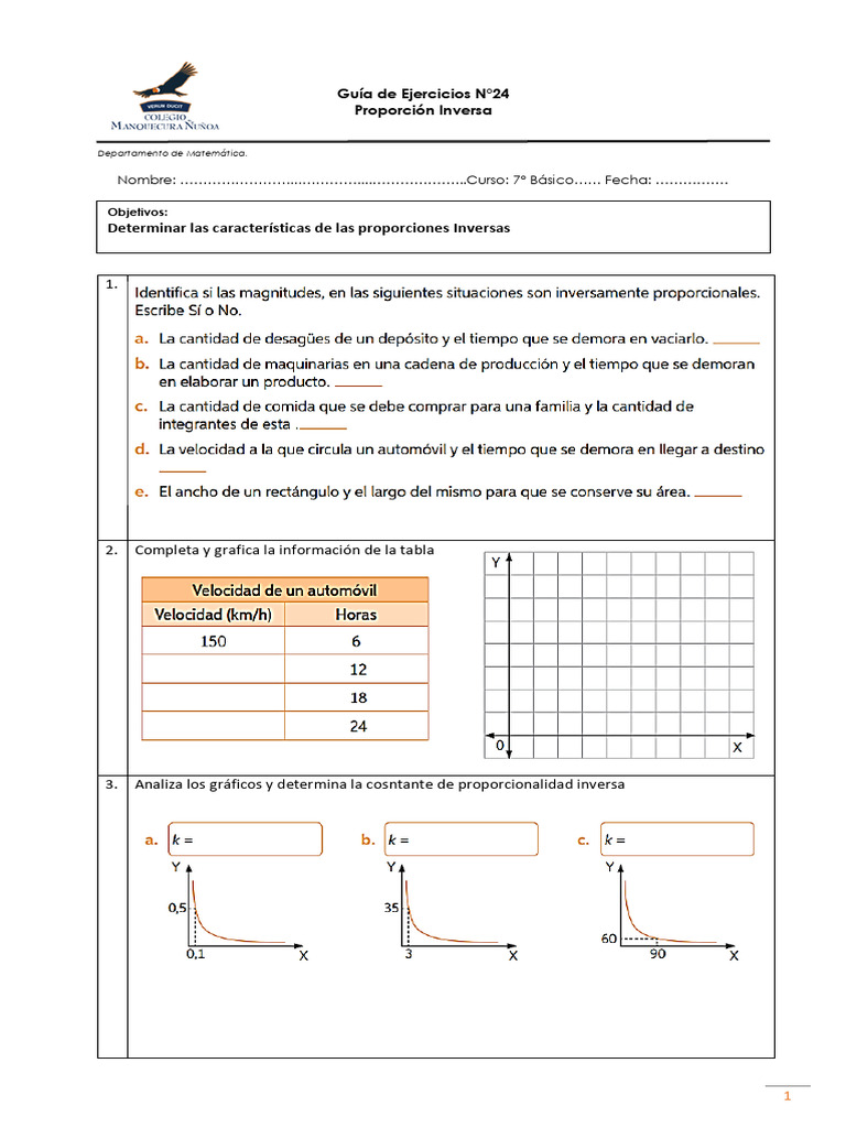 Guía N°24 Proporción Inversa | PDF