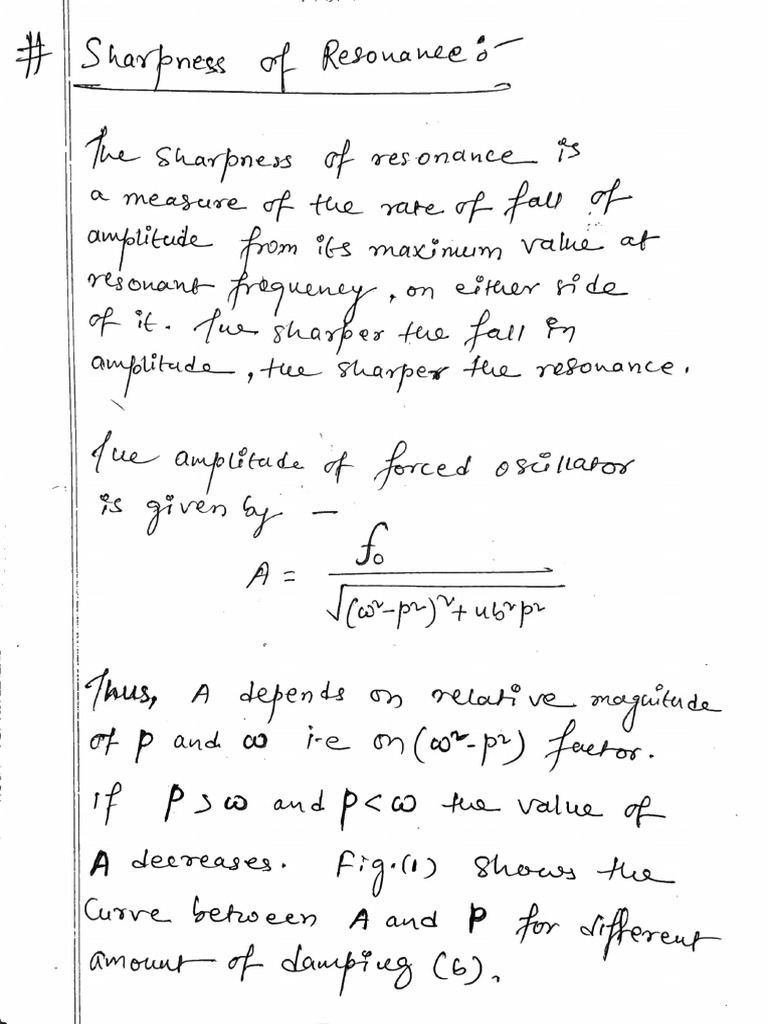 Sharpness of Resonance (Forced Oscillation) | PDF