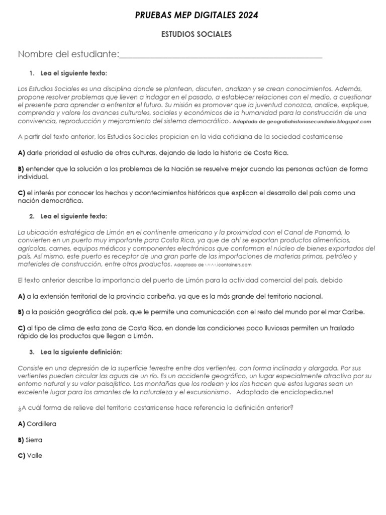 Pruebas Mep Digitales 2024 | PDF
