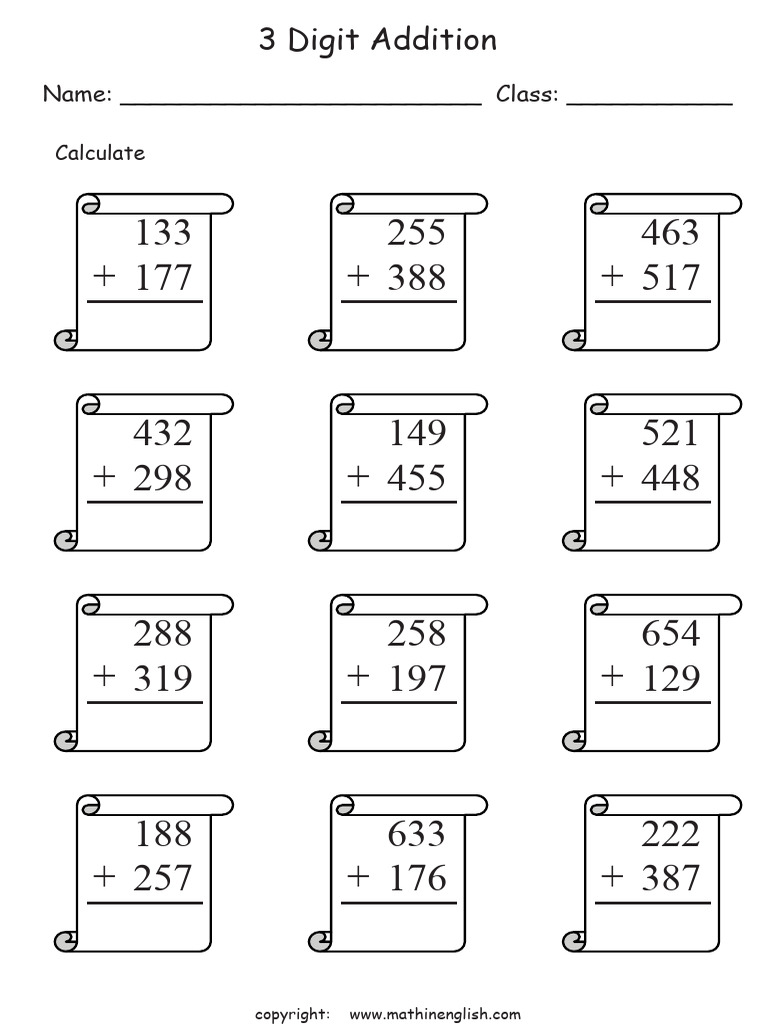 3 Digit Addition | PDF