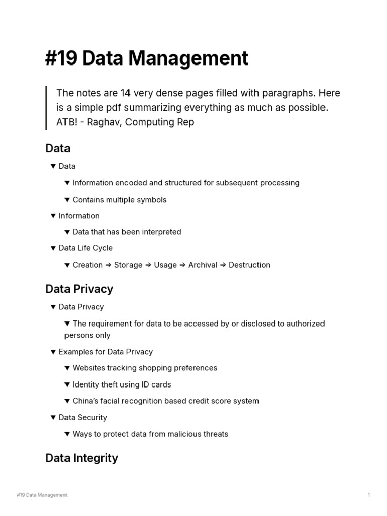 Essentials of Computing - Data Management | PDF