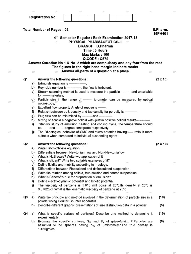 4thsem-Bph-2017-18 Question Paper | PDF | Citric Acid Cycle | Chemistry