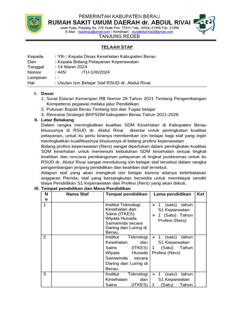 TS RSUD Abdul Rivai | PDF