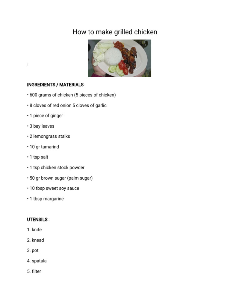HOW TO MAKE GRILLED CHICKEN | PDF
