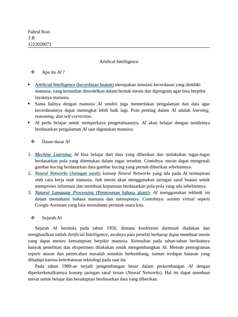 Fahrul Rozi Resume AI 1 | PDF