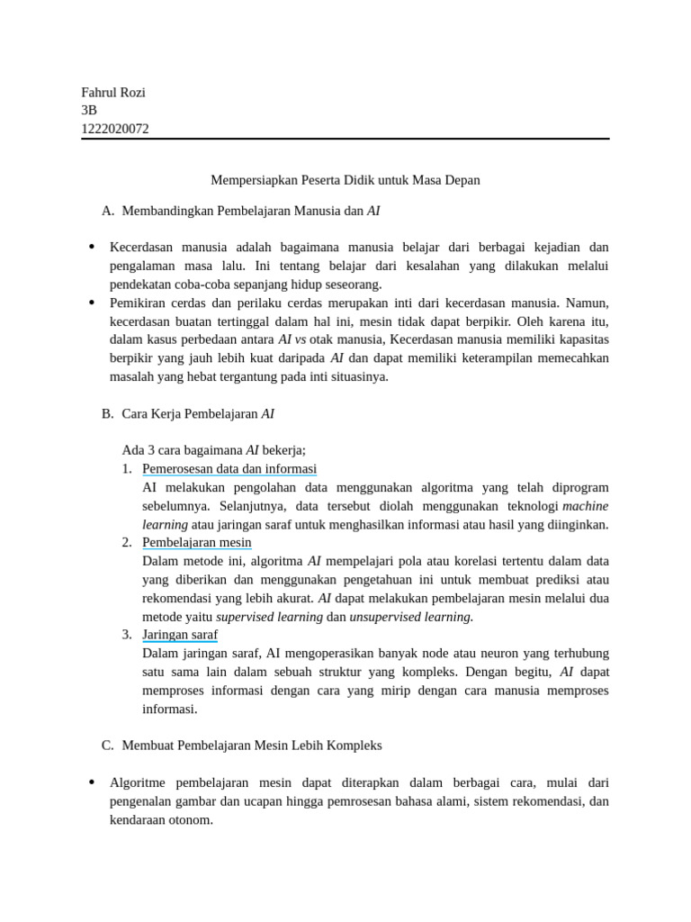 Fahrul Rozi Resume AI 3 | PDF