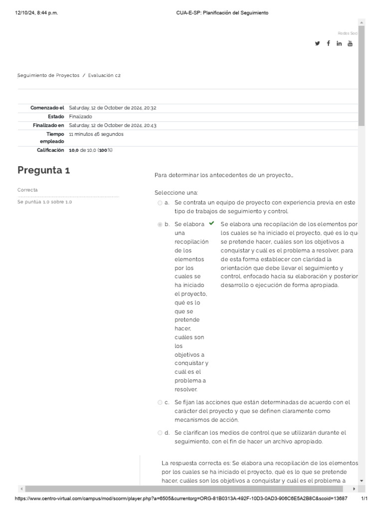 Evaluacion C2 - Seguimiento de Proyectos | PDF | Evaluación | Cognición
