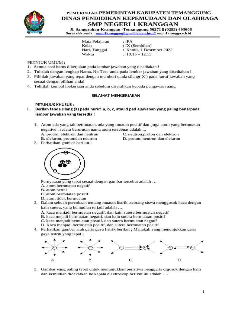 SOAL UAS IPA Kls 9 | PDF | Sains & Matematika