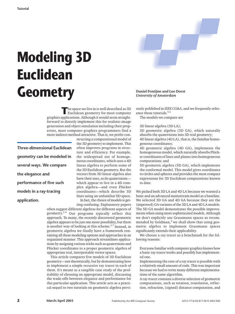 Geometric Algebra A Comp Framework-III-Modelling 3D Euclidean Geom-03 - Fontijne & Dorst | PDF