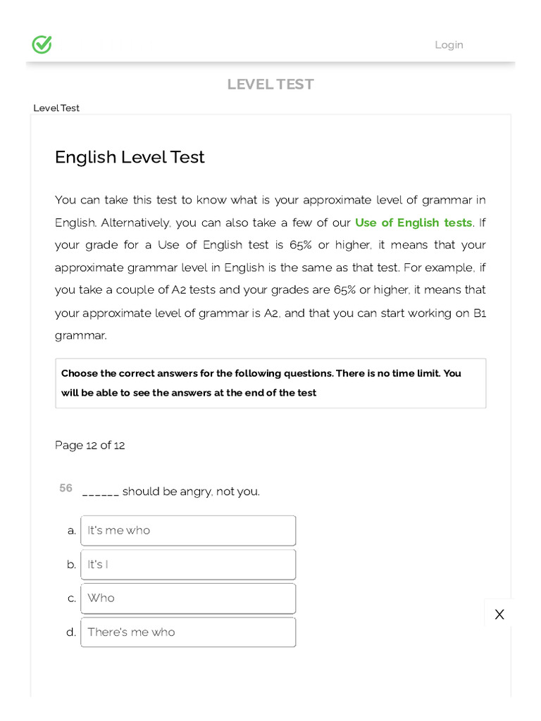 Level Test Test English - PDF 12 | PDF