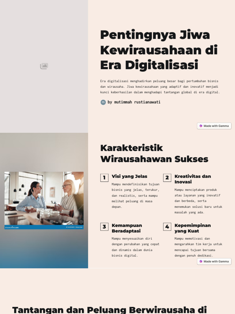 Pentingnya Jiwa Kewirausahaan Di Era Digitalisasi | PDF