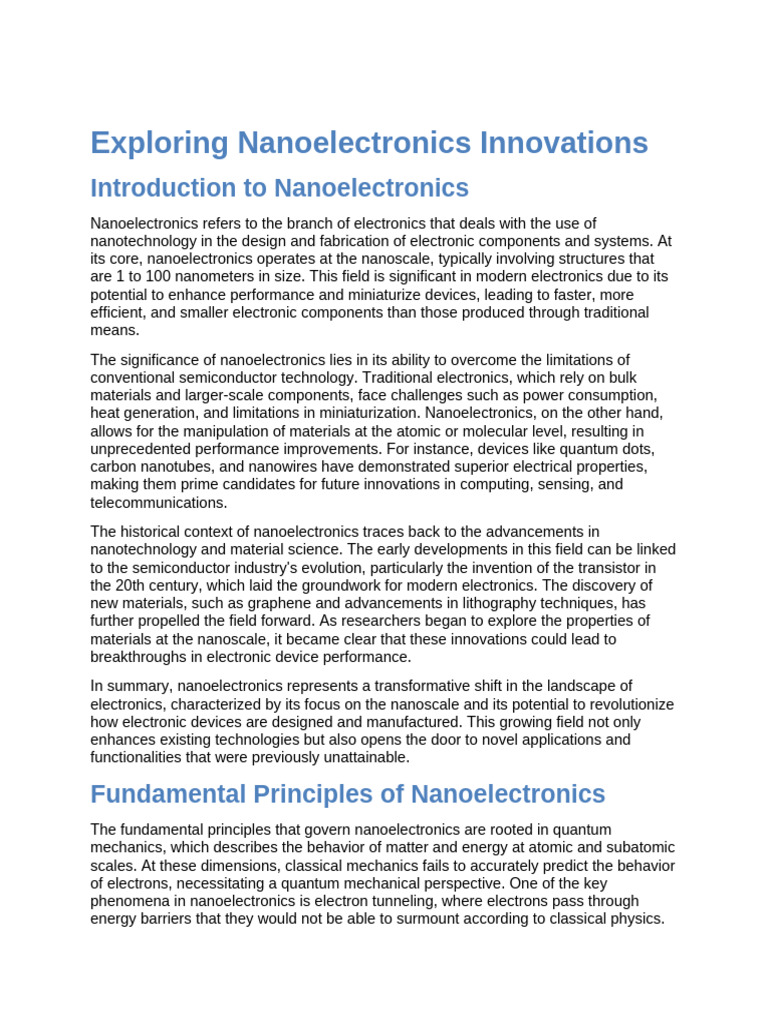 Exploring Nanoelectronics Innovations | PDF