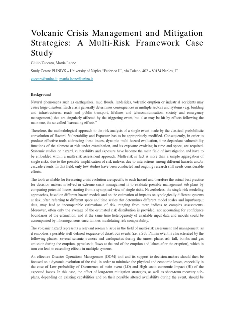 Volcanic Crisis Management and Mitigation Strategies | PDF | Mount ...