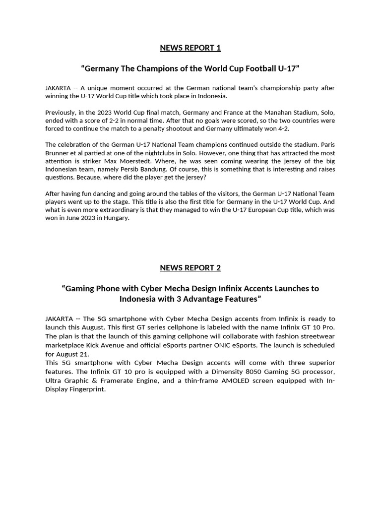 NEWS REPORT Third Grade | PDF