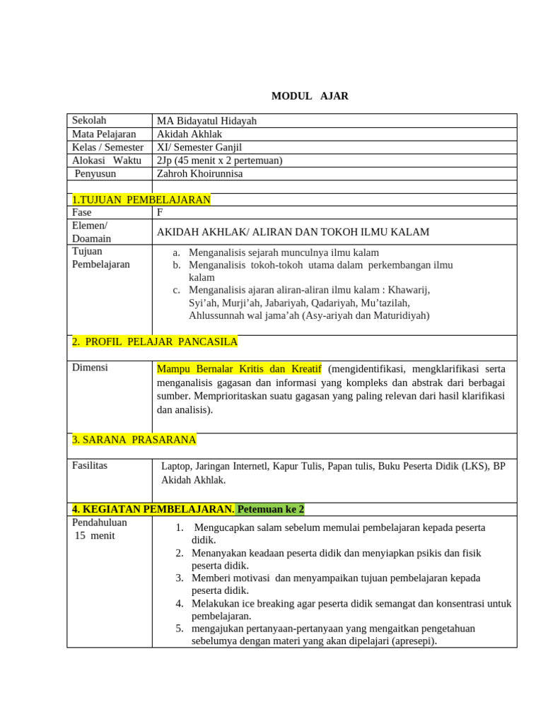 Modul Ajar Fiks | PDF