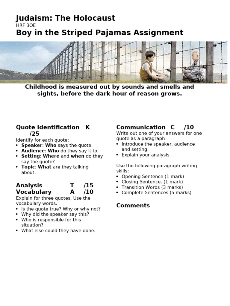 Boy in the Striped Pajamas | PDF