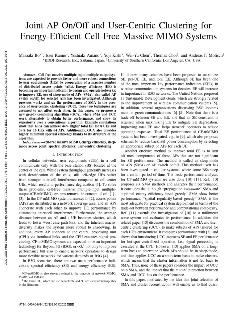 Joint AP On Off and User-Centric Clustering For Energy-Efficient Cell-Free Massive MIMO Systems ...